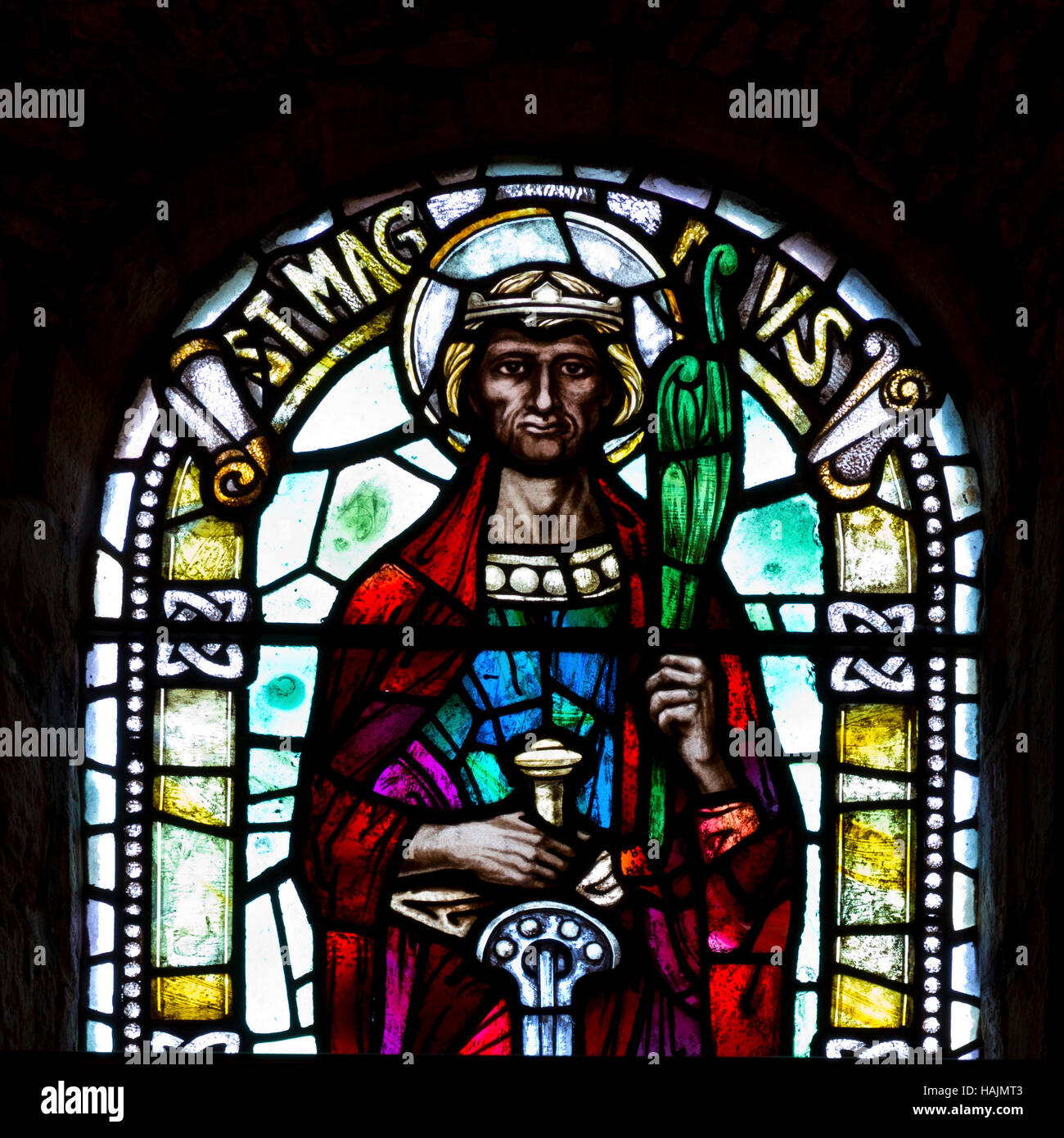 Saint Magnus the Martyr stained glass window, Orkney Stock Photo - Alamy