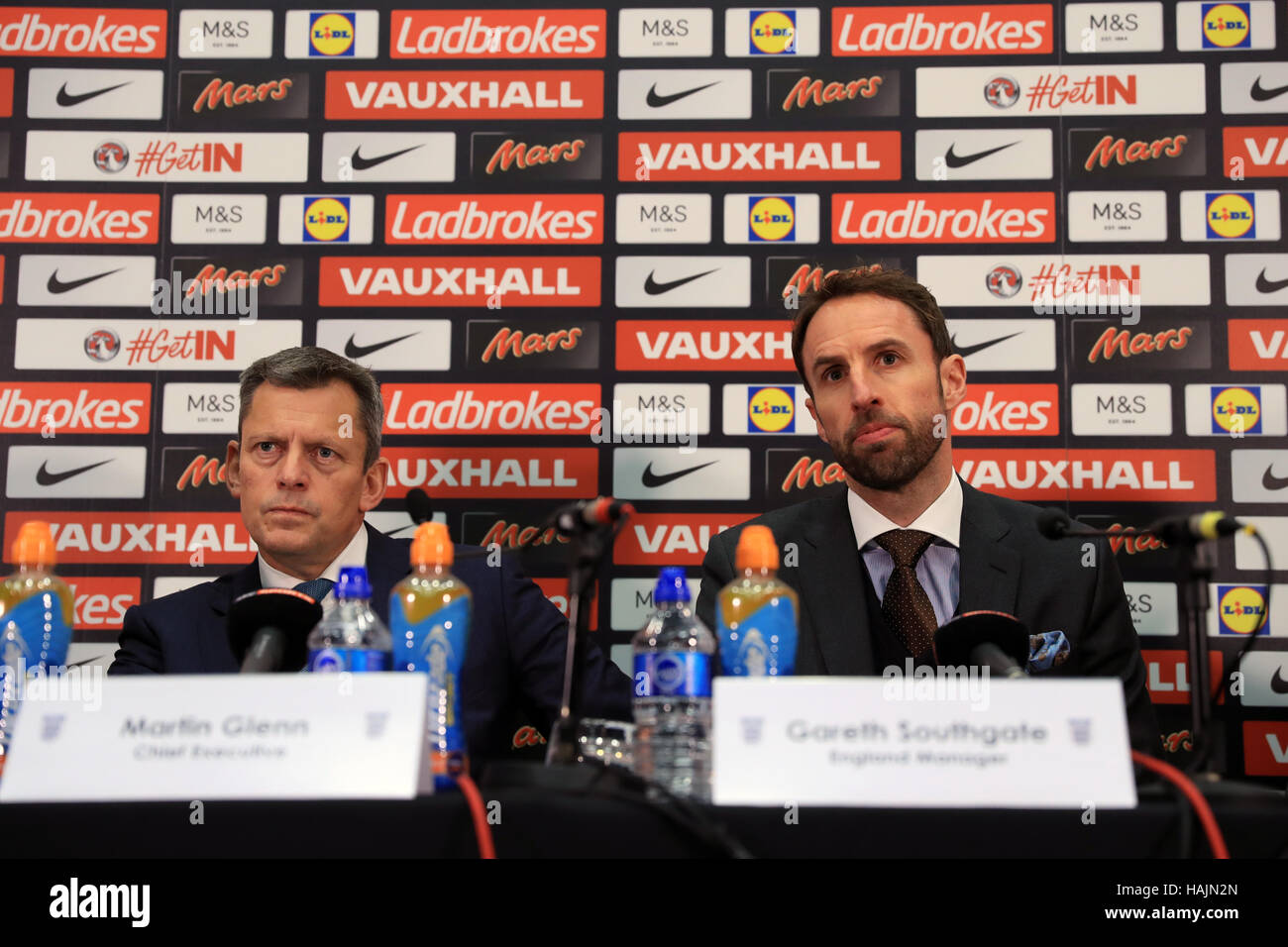 New England manager Gareth Southgate with Chief Executive Martin Glenn ...