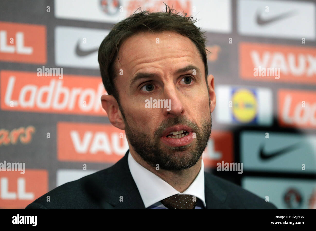 New England manager Gareth Southgate during a press conference at ...