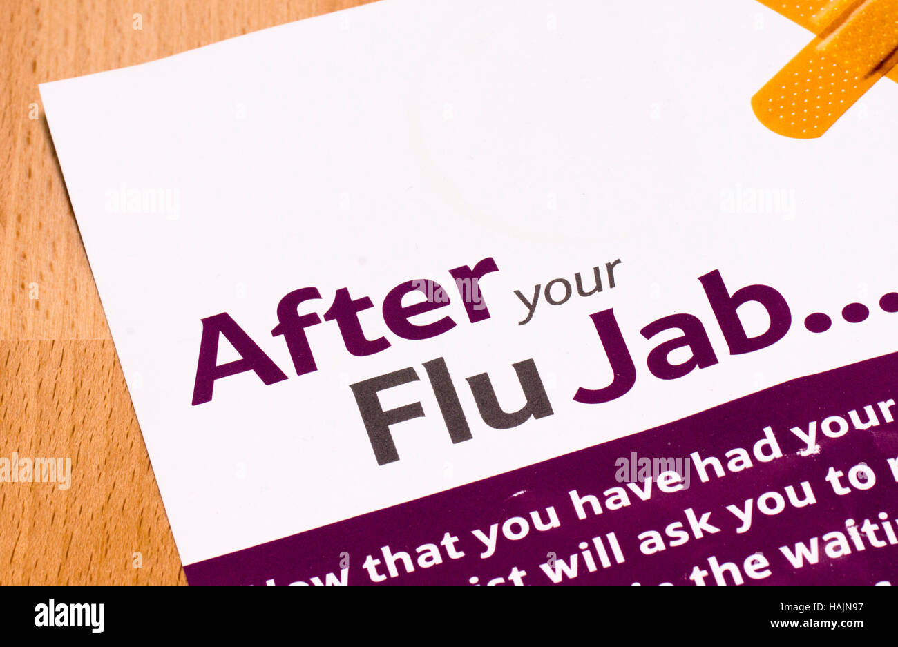 After your Flu Jab leaflet Stock Photo - Alamy