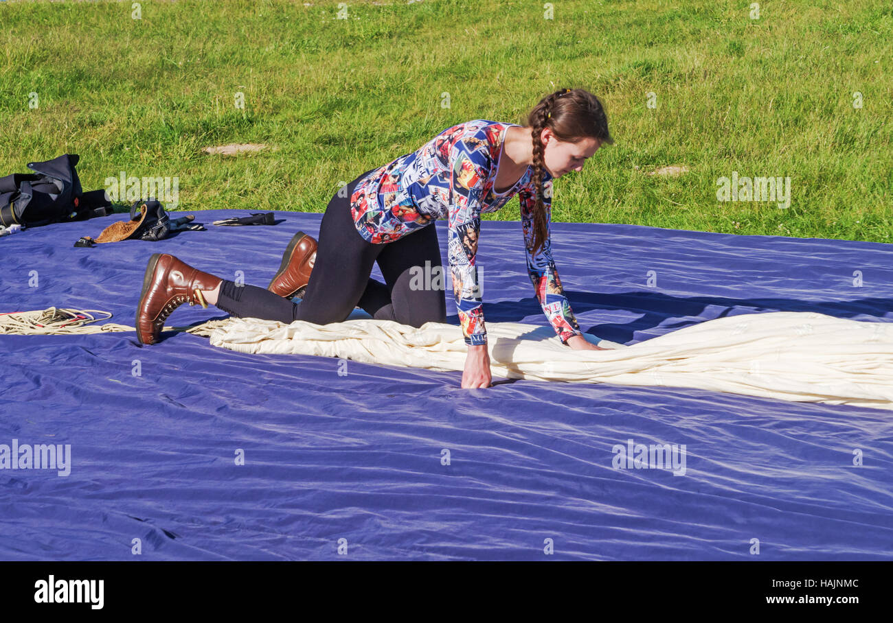 Parachutists - 2015.Packing of parachute Stock Photo - Alamy
