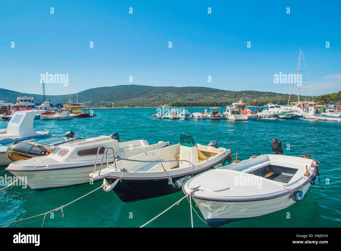 Boats in marine in town of Cres, waterfront, Island of Cres, Kvarner ...