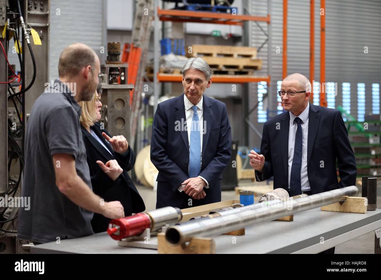 Chancellor Philip Hammond (third left) with head mechanical engineer ...