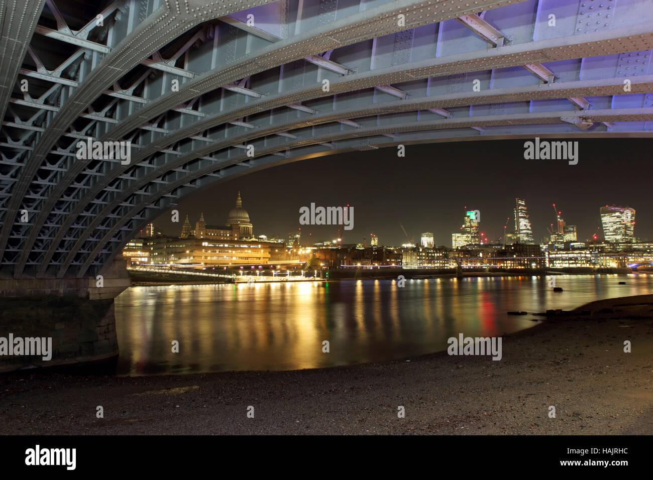 Blackfriars Bridge London UK , the view across the Thames to the City ...