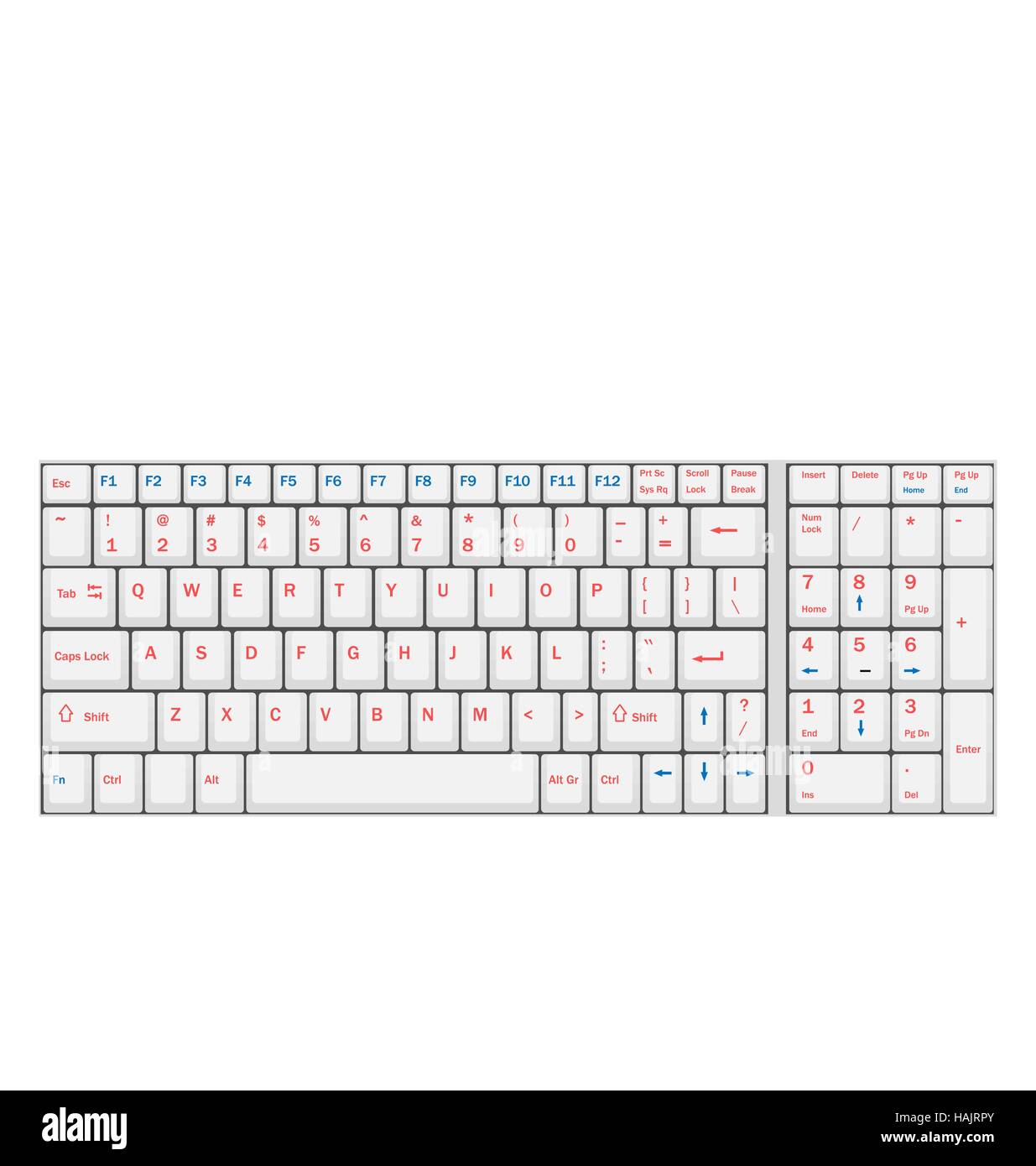 Computer Realistic White Keyboard Ioslated on White Background Stock ...