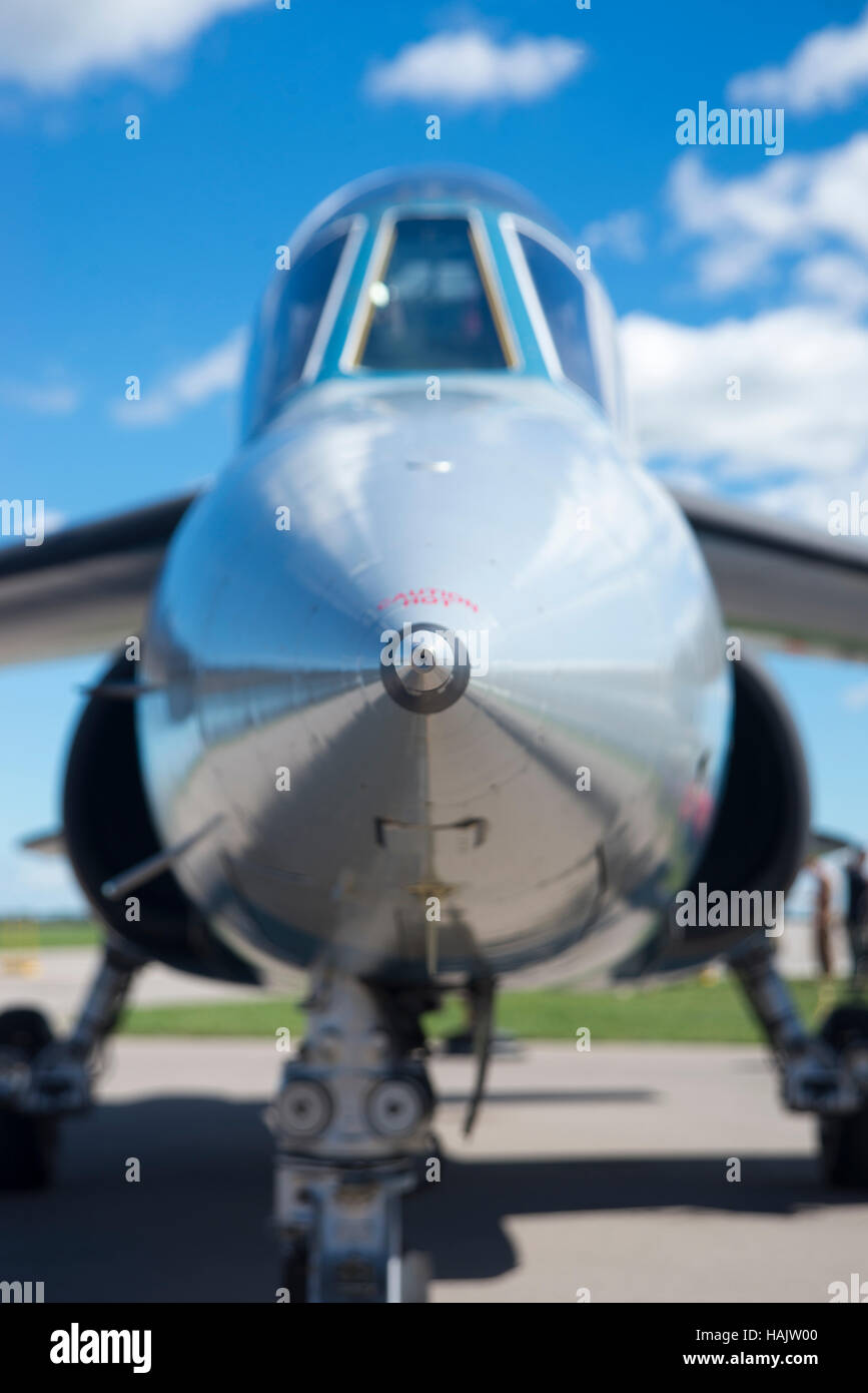 Close up frontal view of jet aircraft in exhibit at the Windsor ...