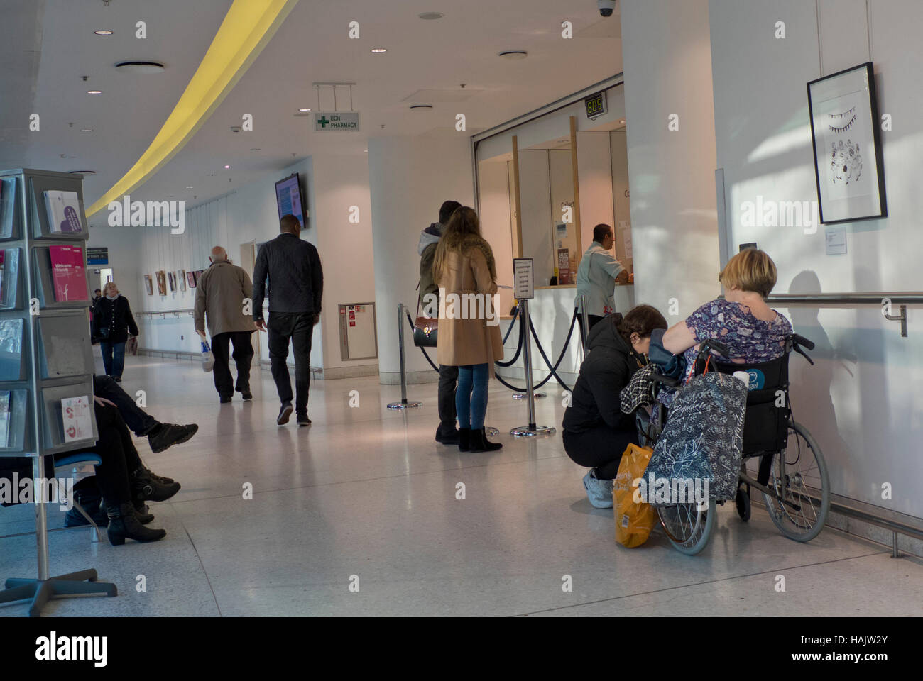 Visitors and patients at University College Hospital,London,UK Stock ...