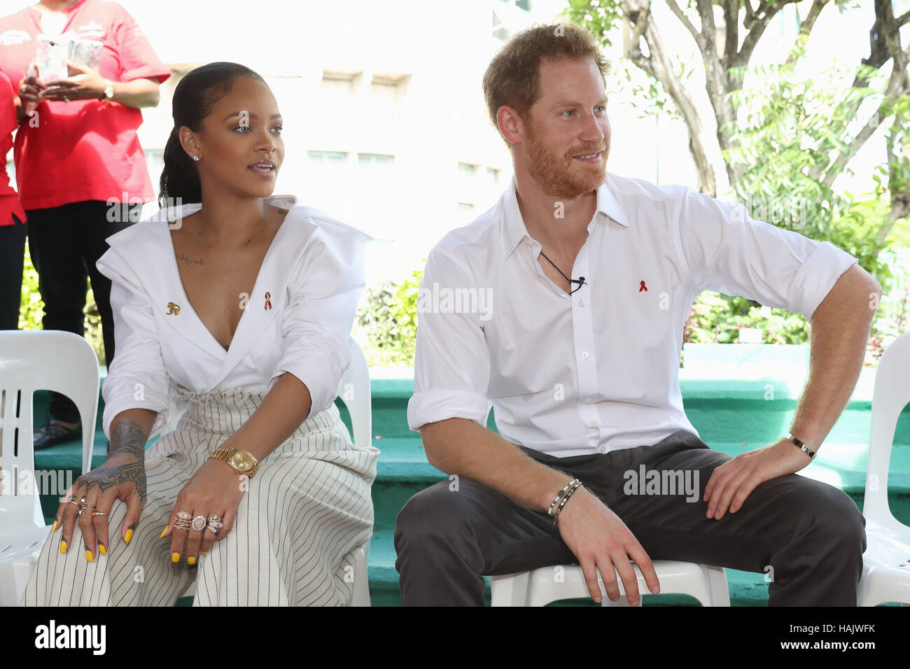 Rihanna and Prince Harry take part in a live HIV test, at the 'Man ...