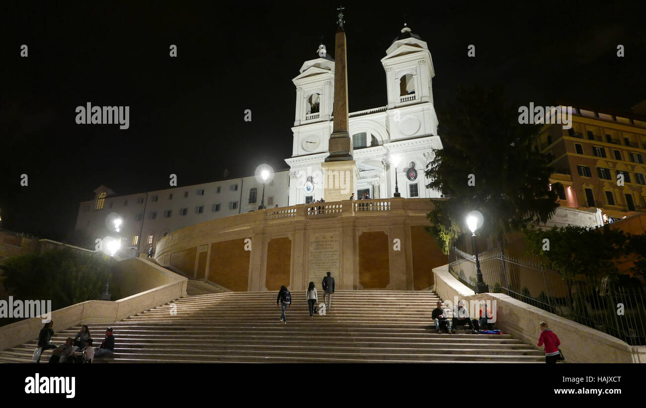 The Spanish Steps in Rome at Piazza Spagna by night Stock Photo - Alamy