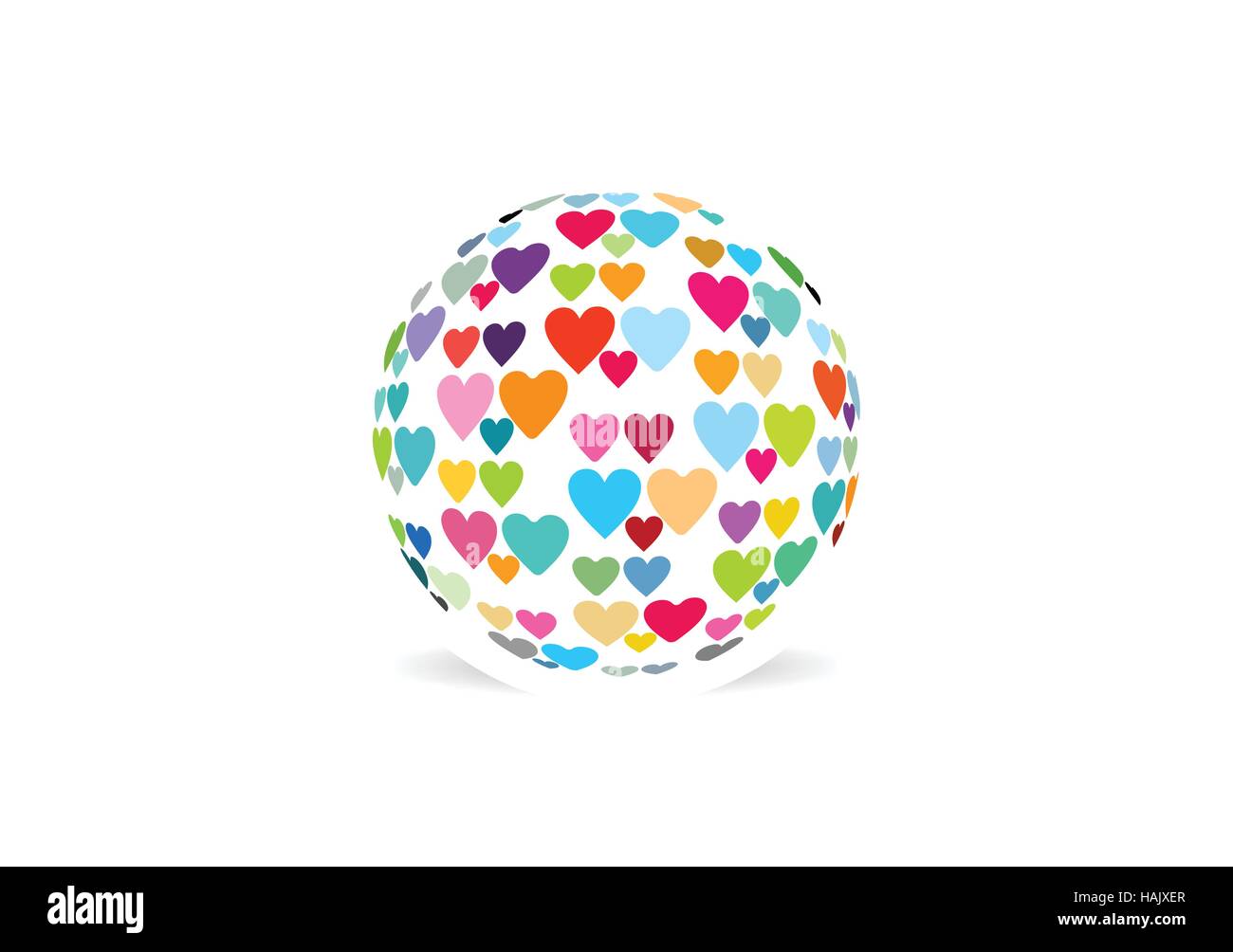 global healthy heart logo icon, circle colorful sign love symbol ...
