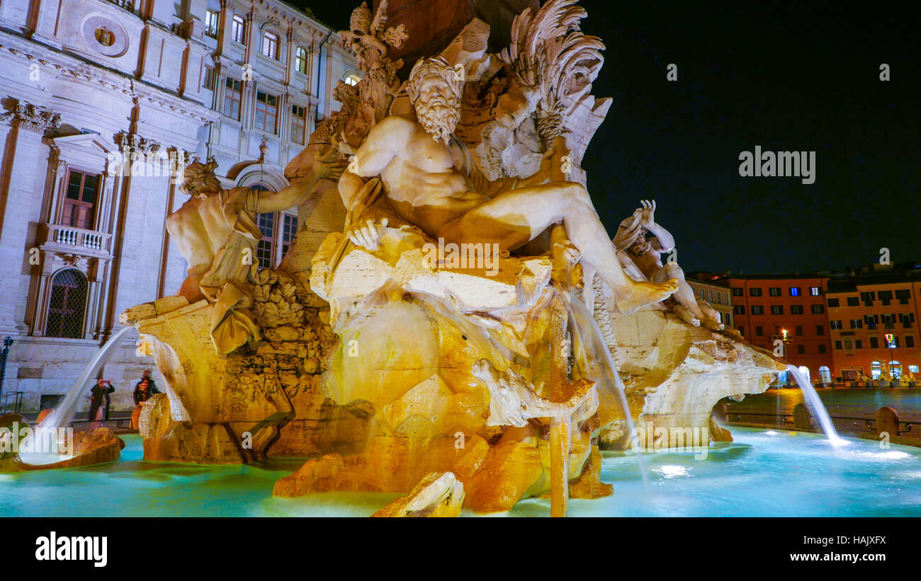Famous Fountain of the Four Rivers at Piazza Navona in Rome Stock Photo ...