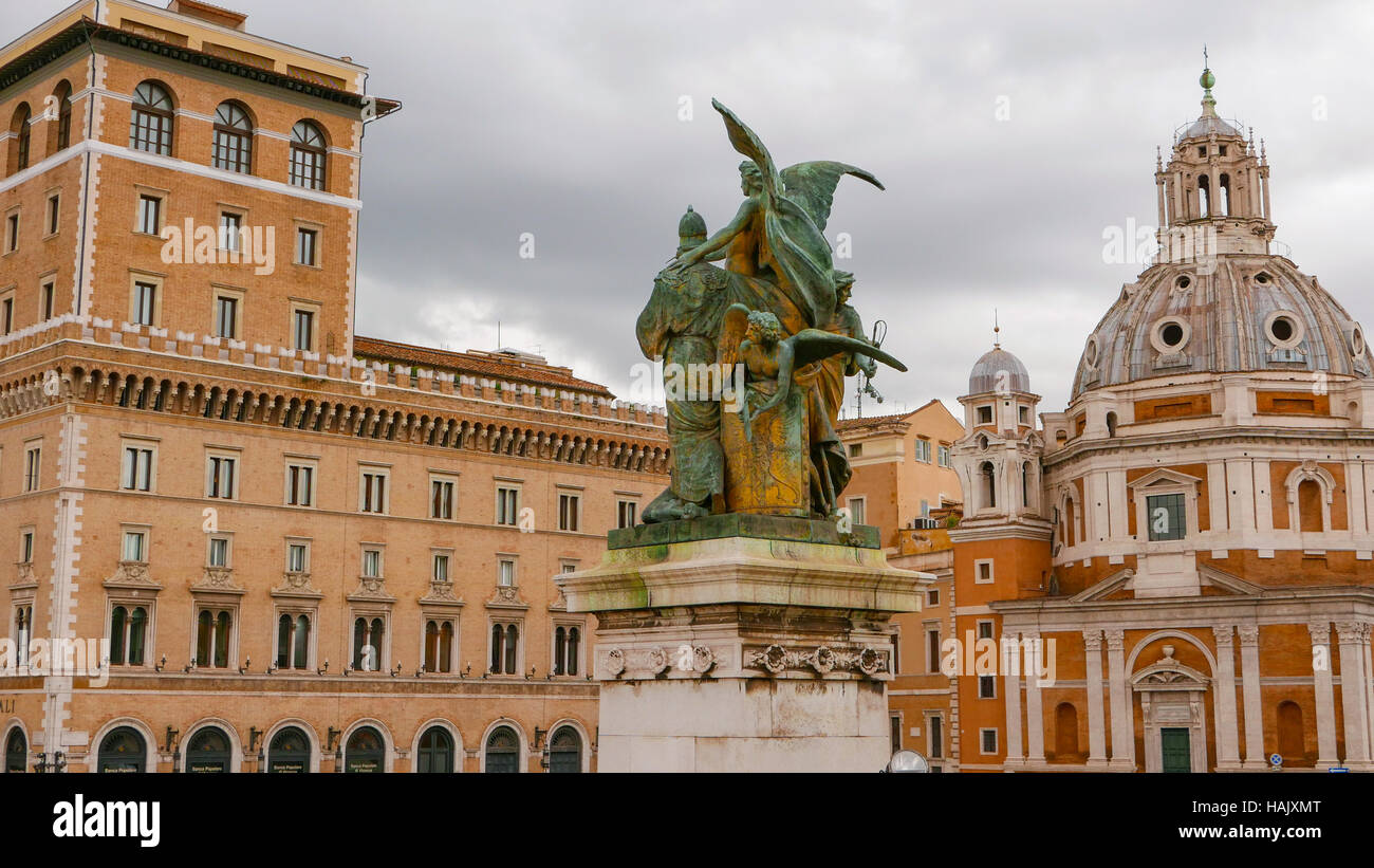 Impressive statues at National Monument Viktor Emmanuel in Rome Stock ...