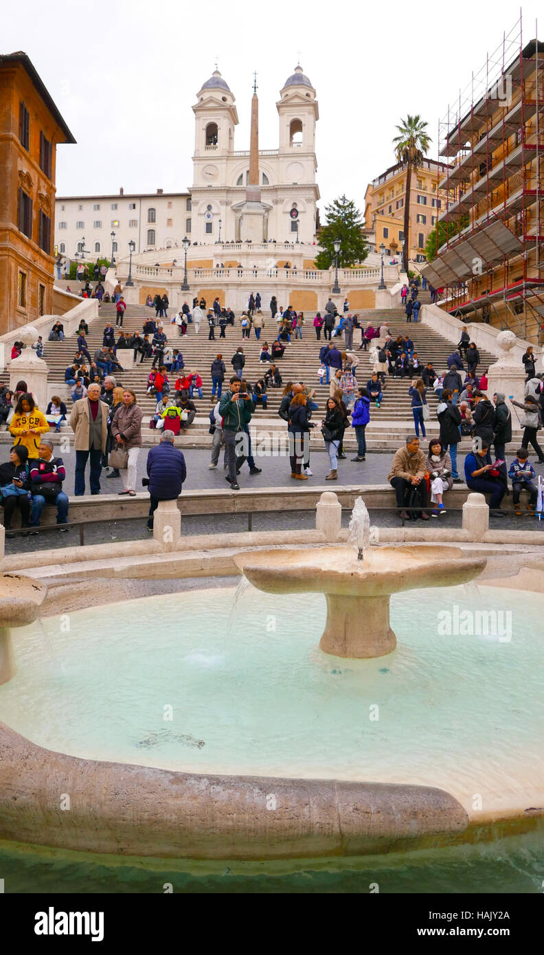 The fountain at Piazza Spagna at the Spanish Steps in Rome Stock Photo ...