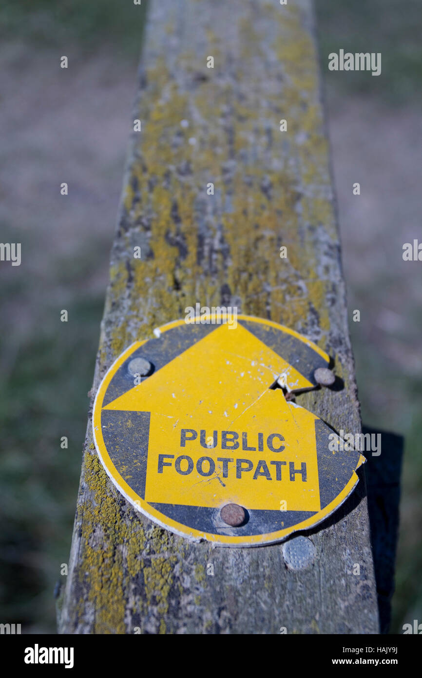 A damaged public footpath disc Stock Photo - Alamy