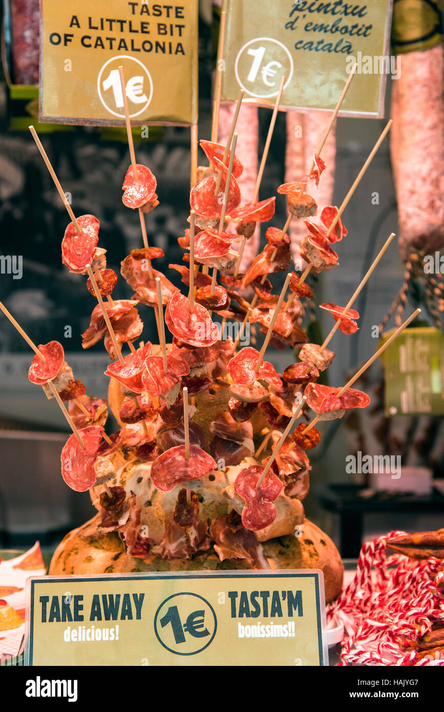 Tapas at Boqueria market, Barcelona, Catalonia, Spain Stock Photo - Alamy