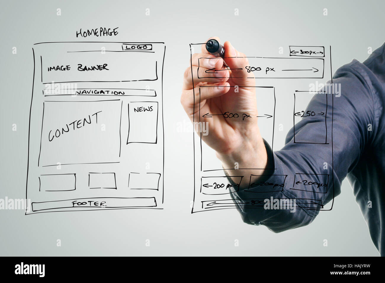 Hand drawing teamwork concept marker hi-res stock photography and ...