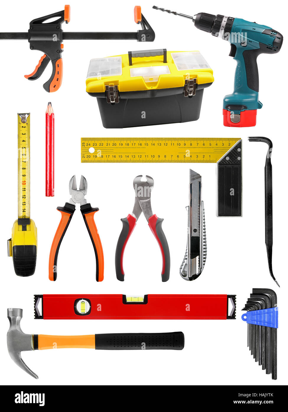 set with construction work tools isolated on white Stock Photo - Alamy