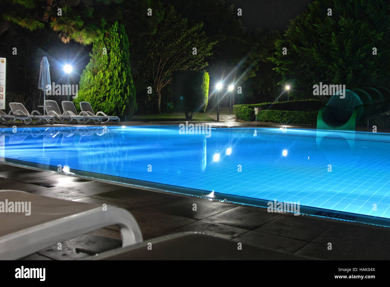 swimming pool at night Stock Photo - Alamy