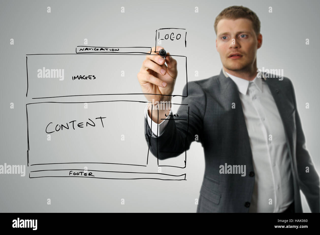 designer drawing website development wireframe Stock Photo - Alamy