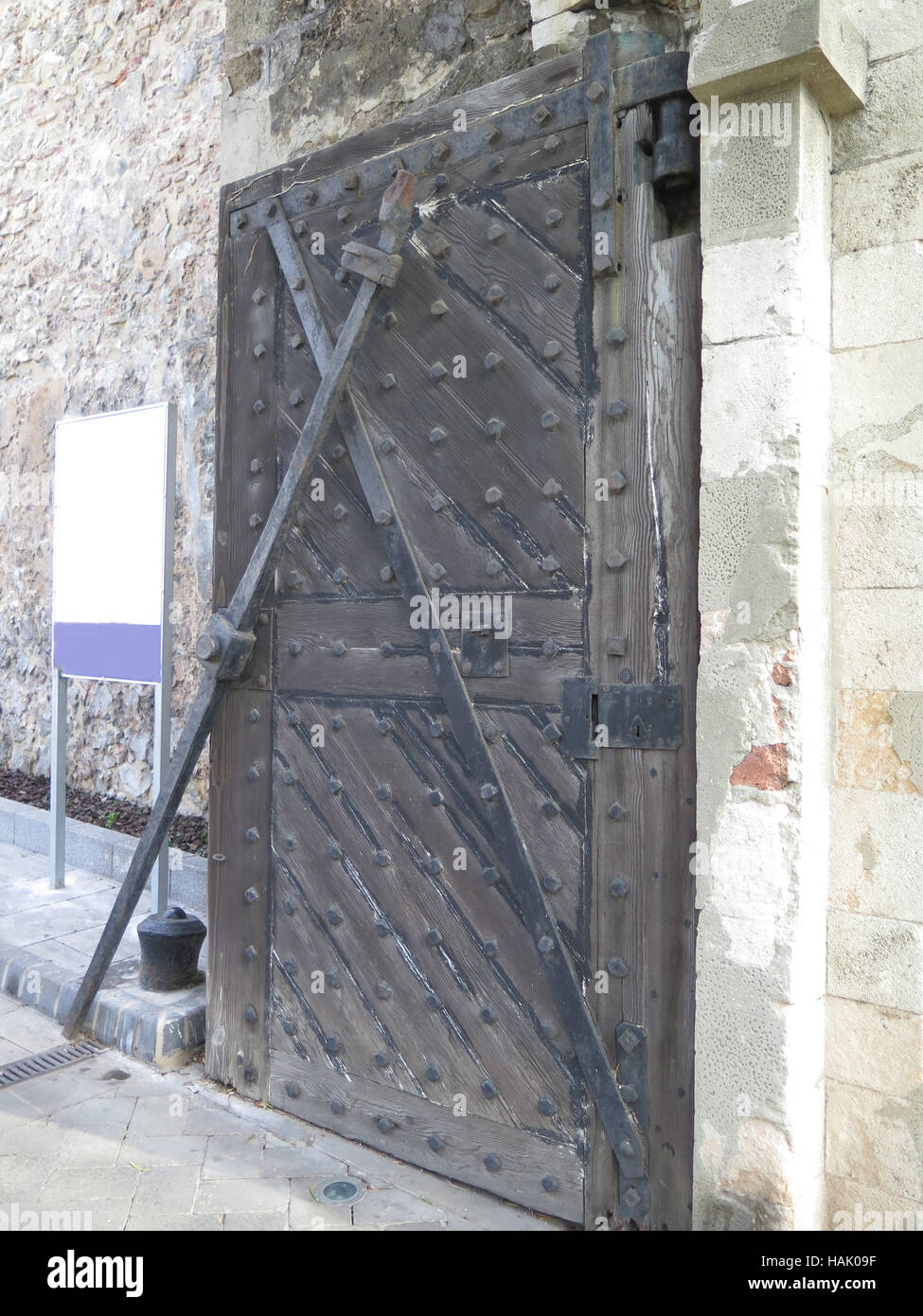 Old Wooden fortress door in Gibraltar bastion wall Stock Photo - Alamy