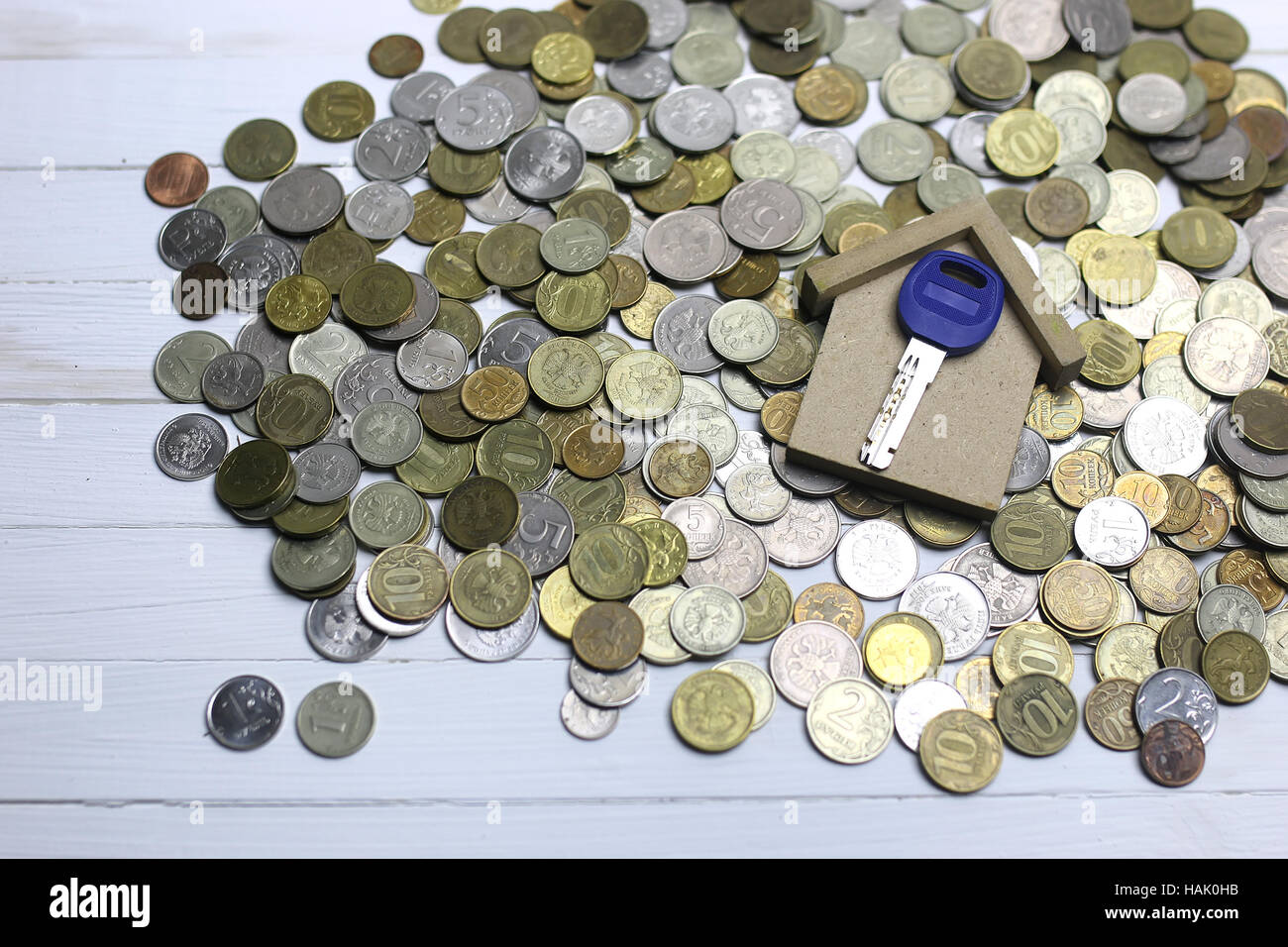 key and russian coins on background Stock Photo - Alamy