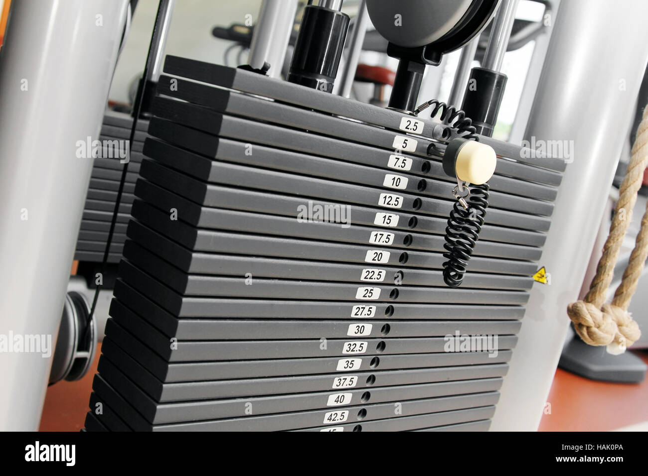 weight stack in a gym Stock Photo - Alamy
