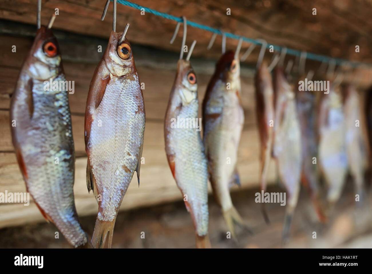fish drying on rope Stock Photo - Alamy