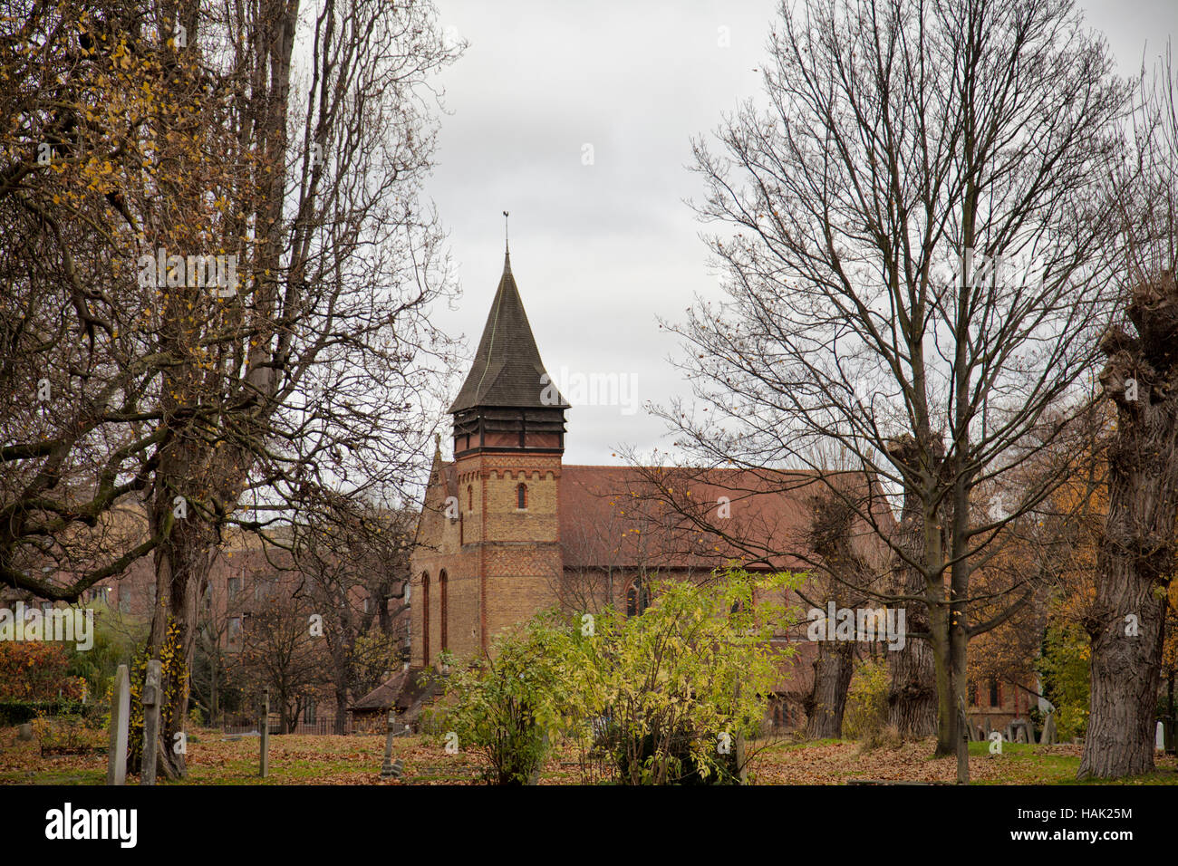 St Marks Church on Battersea Rise viewed from St Marys Cemetery in ...