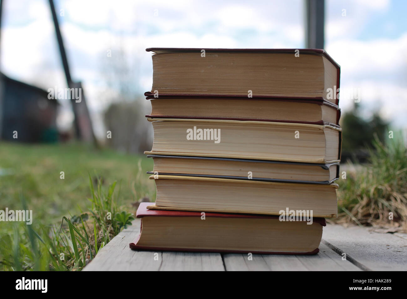 books standing on a table Stock Photo - Alamy