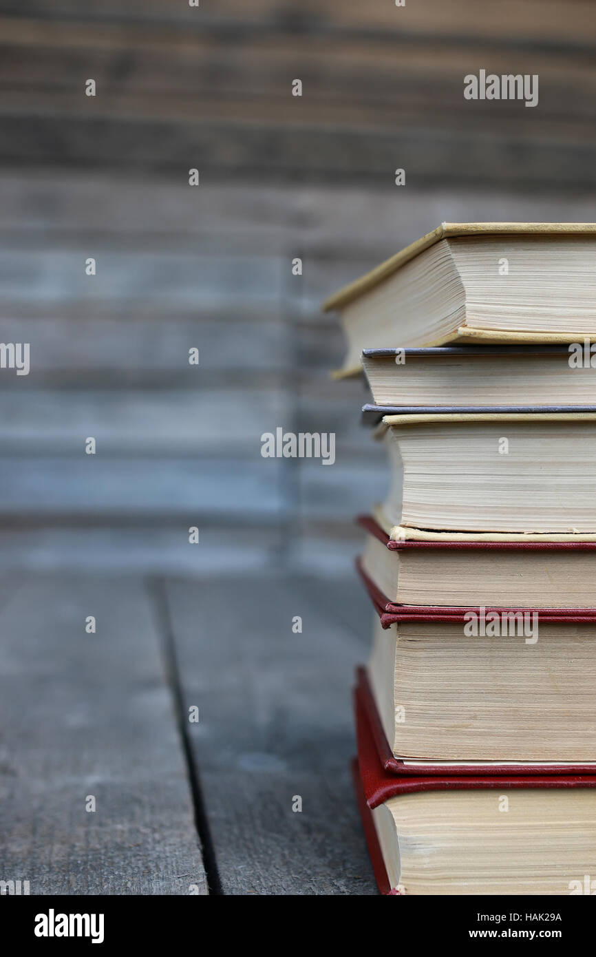 books standing on a table Stock Photo - Alamy