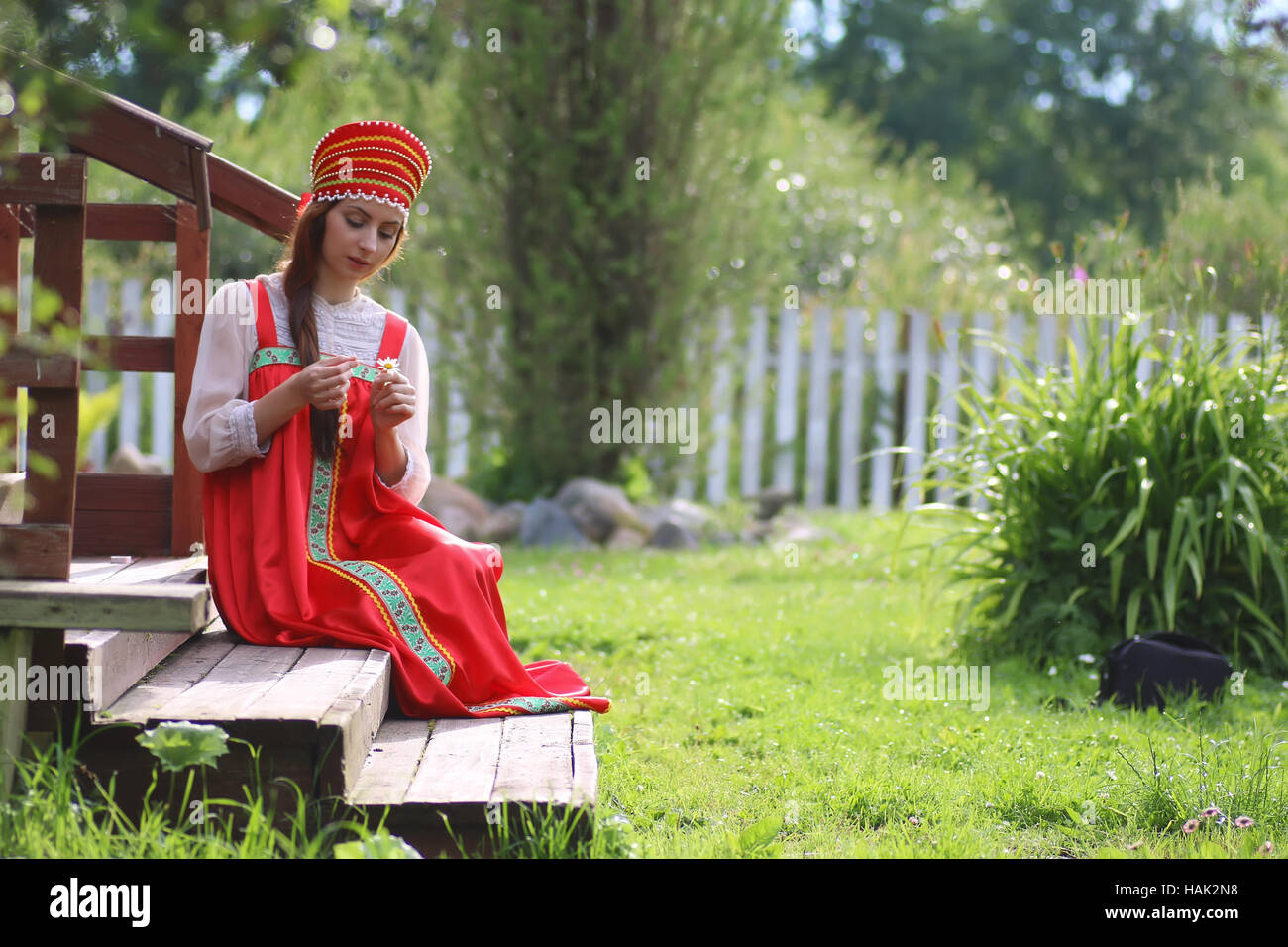 Slav woman in dress traditional Stock Photo - Alamy