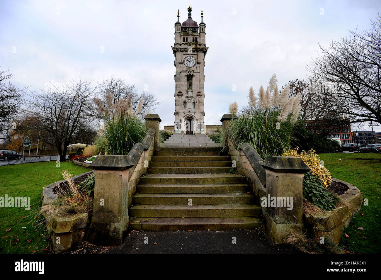 Whitehead Clock Tower outside the Town Hall, Bury, Lancashire. Picture ...