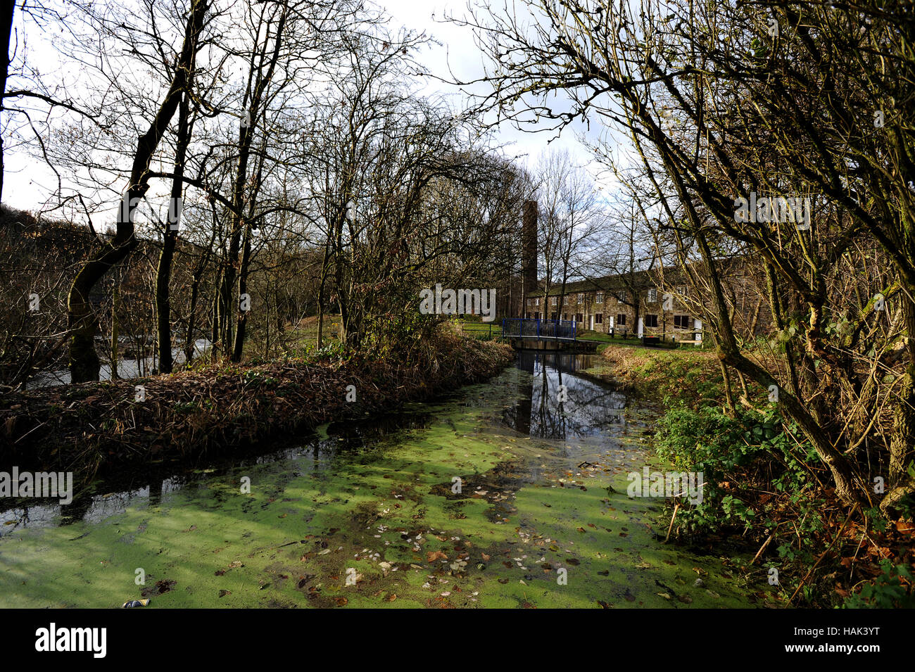 River Irwell flowing through Burrs Country Park, Bury, Lancashire ...