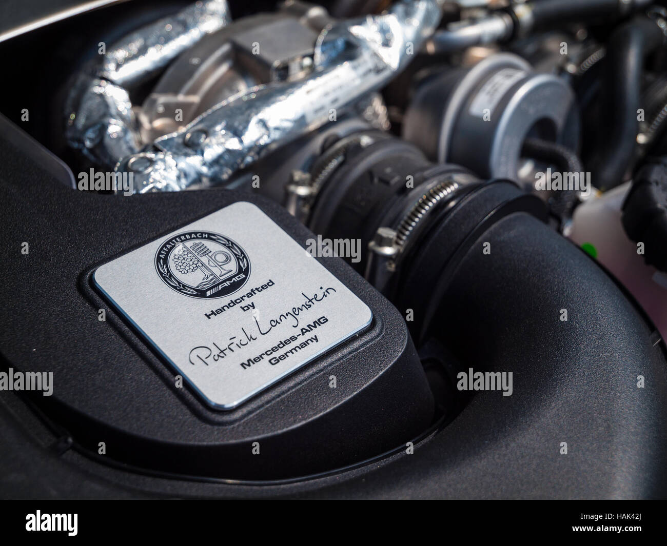 Hong Kong, China Sept 26, 2016 : Mercedes-AMG C 63 S Coupe Engine on ...