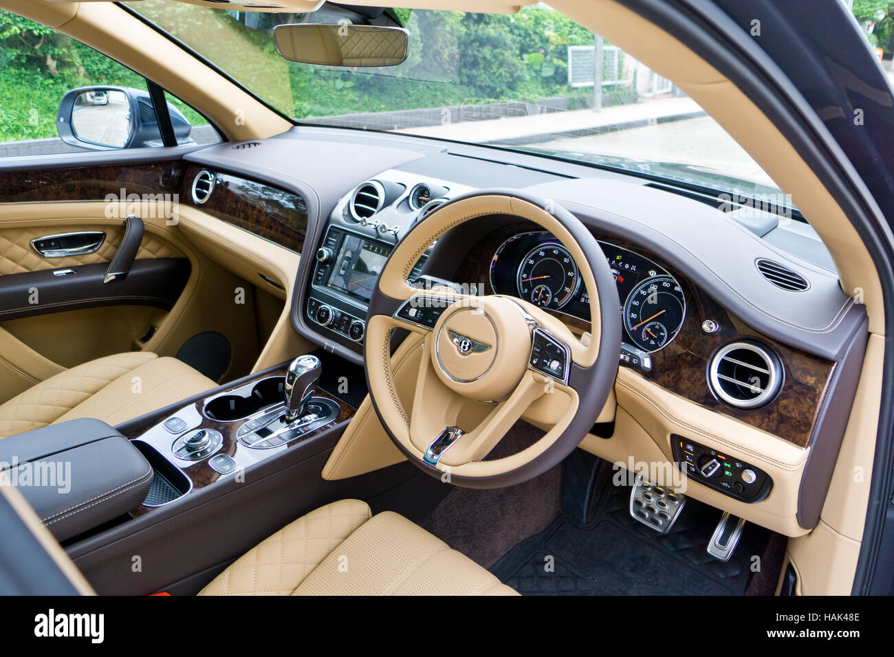 Hong Kong, China Oct 12, 2016 : Bentley Bentayga W12 Interior on Oct 12 ...