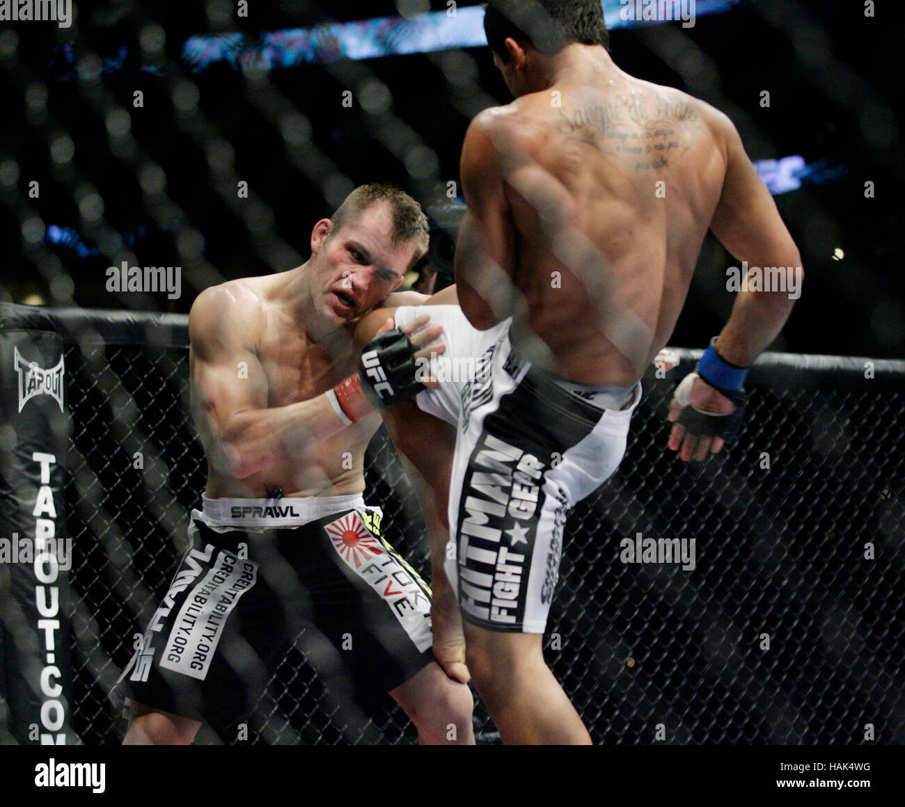 Danillo Villefort, right, fights Jesse Lennox during UFC 101 at the ...
