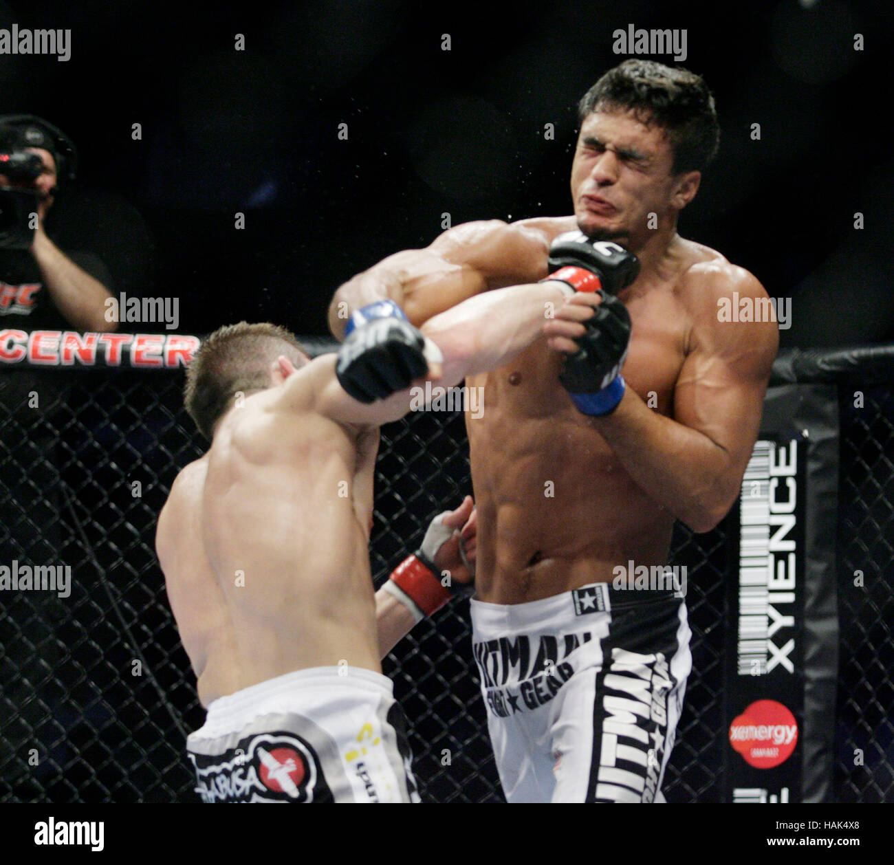 Danillo Villefort, right, fights Jesse Lennox during UFC 101 at the ...