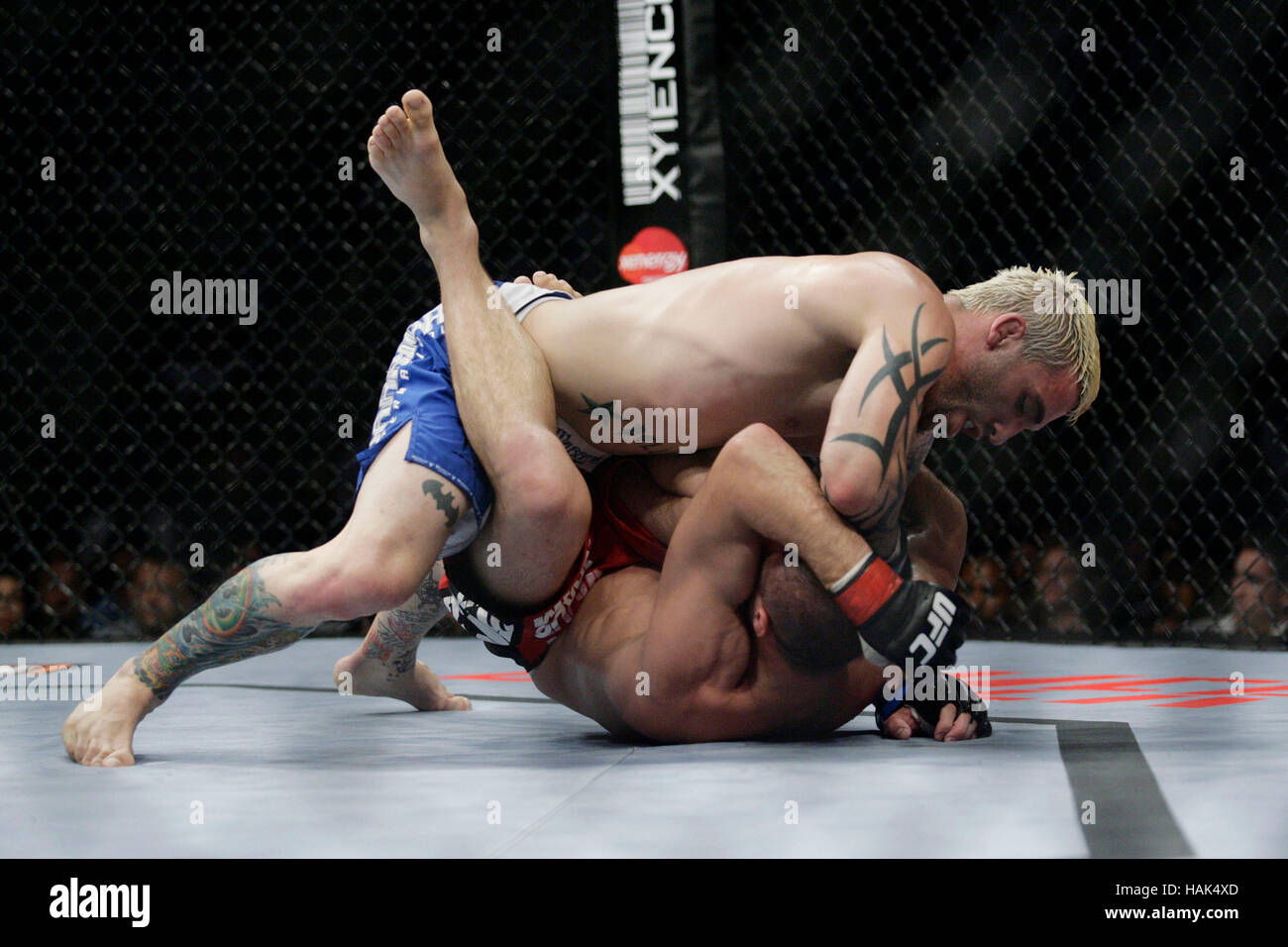 Kurt Pellegrino, top, fights Josh Neer during UFC 101 at the Wachovia ...