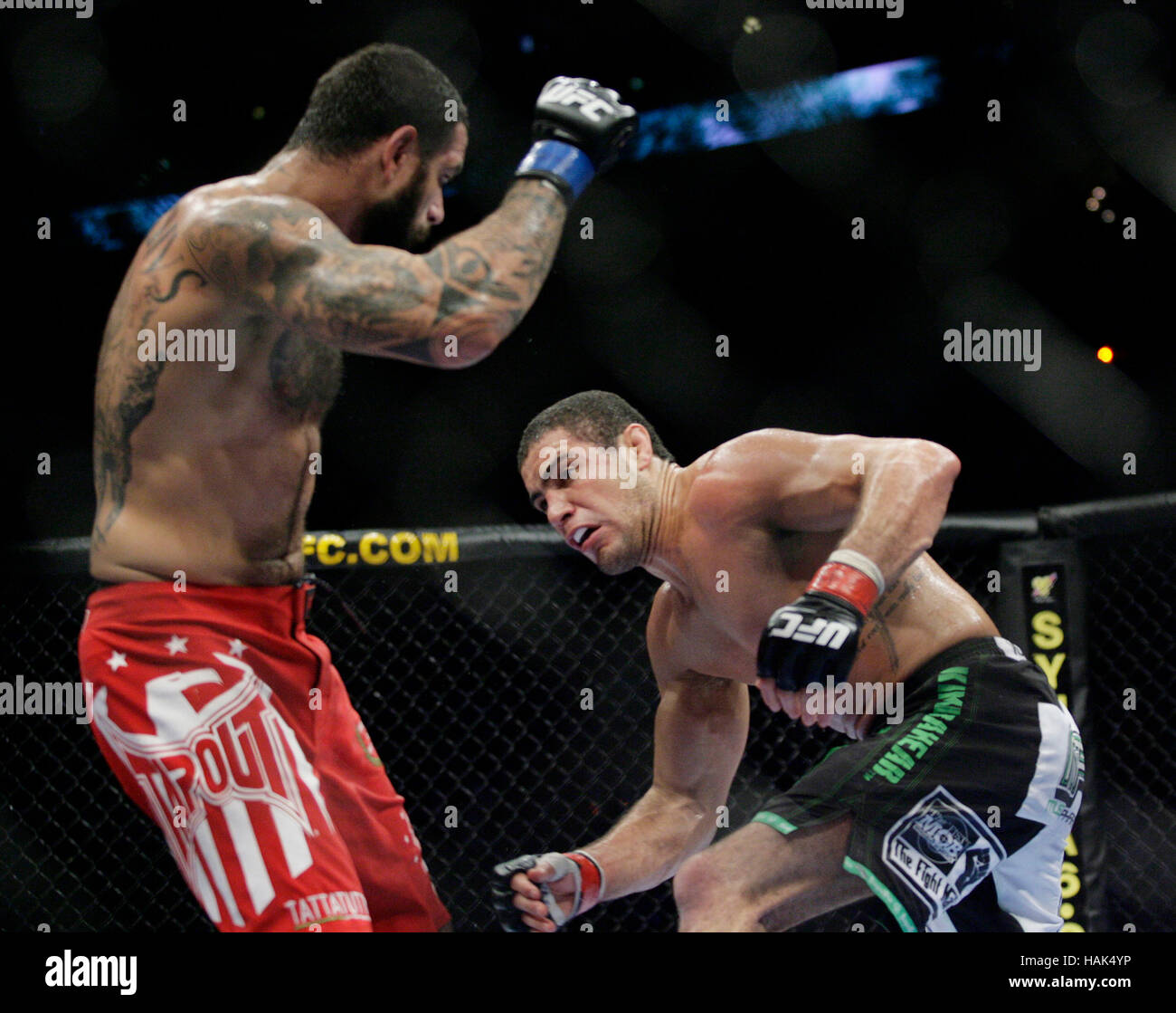 Alessio Sakara, left, fights Thales Leites during UFC 101 at the ...