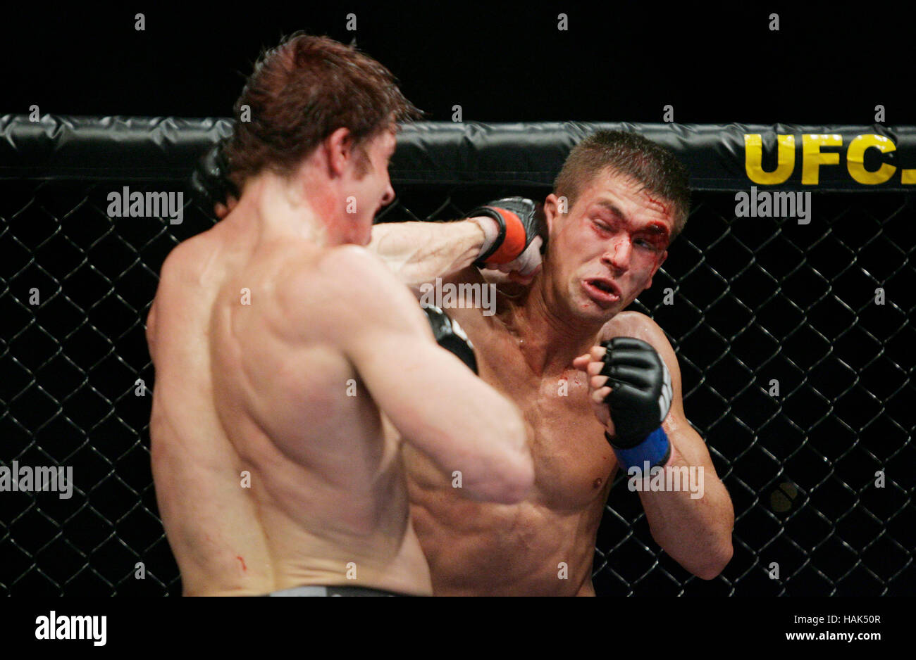 Dan Cramer, right, fights Matthew Riddle during UFC 101 at the Wachovia ...