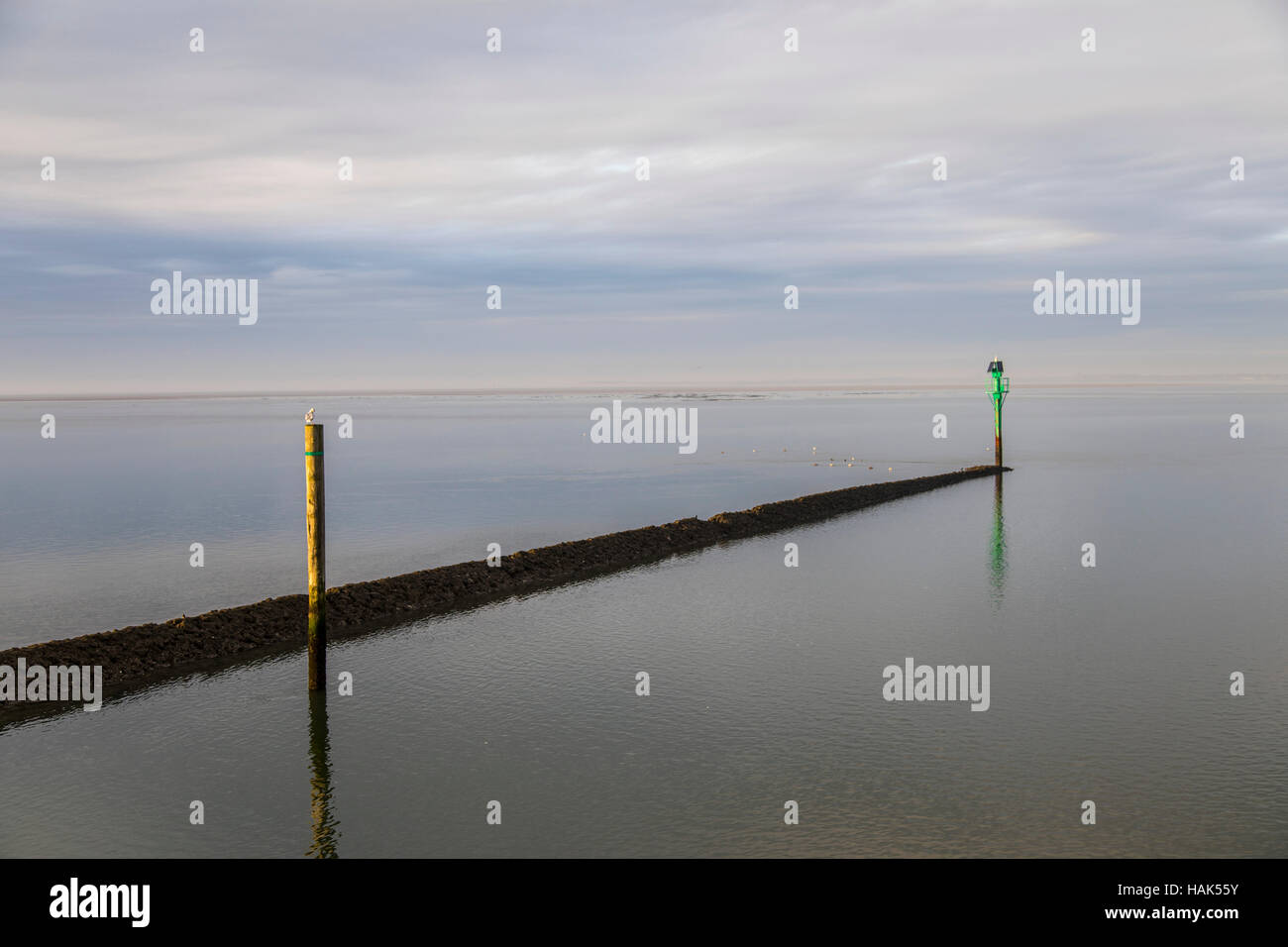 Tideland, mudflats, Wadden sea, German North sea coast, between the ...