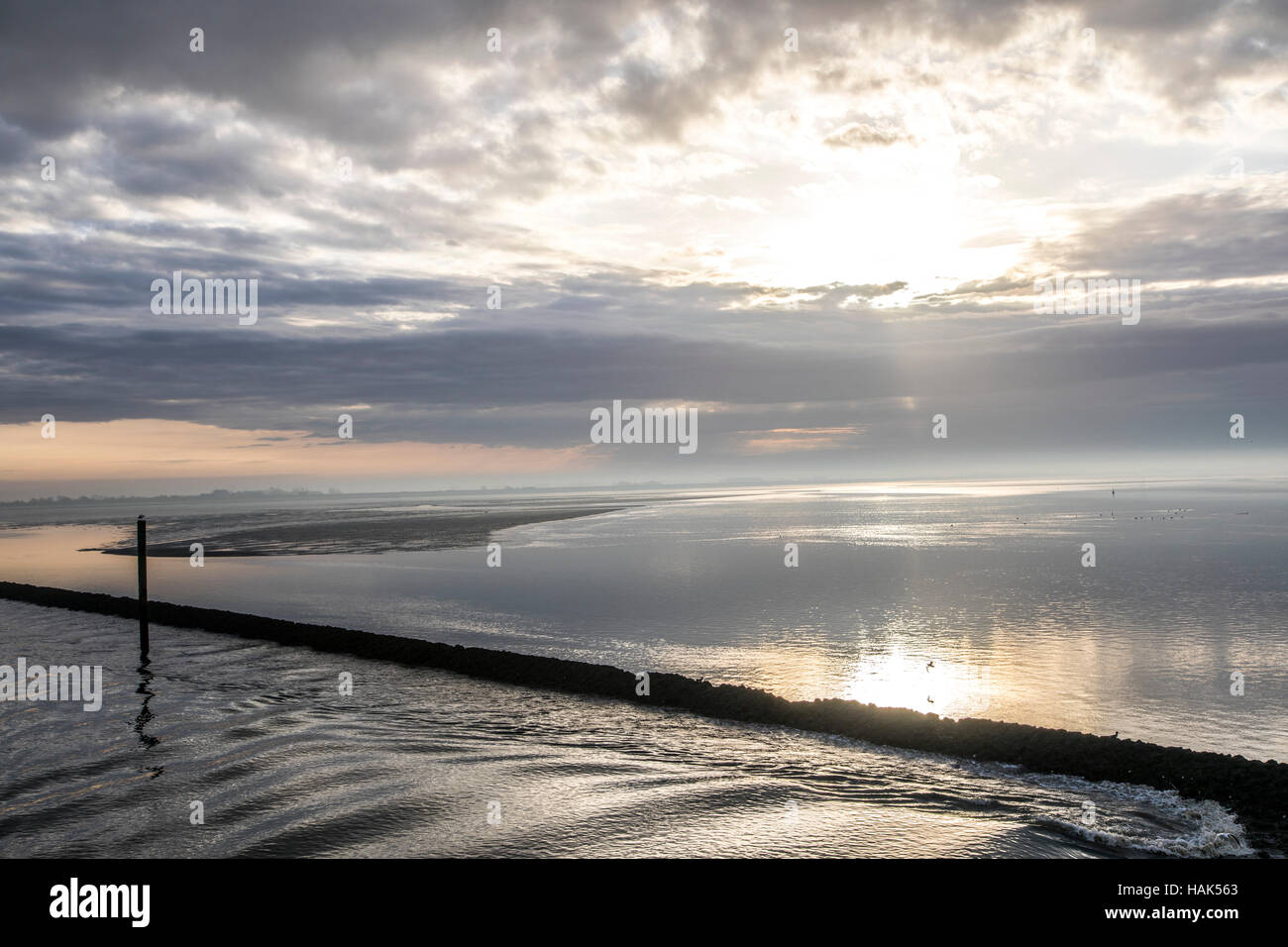 Tideland, mudflats, Wadden sea, German North sea coast, between the ...