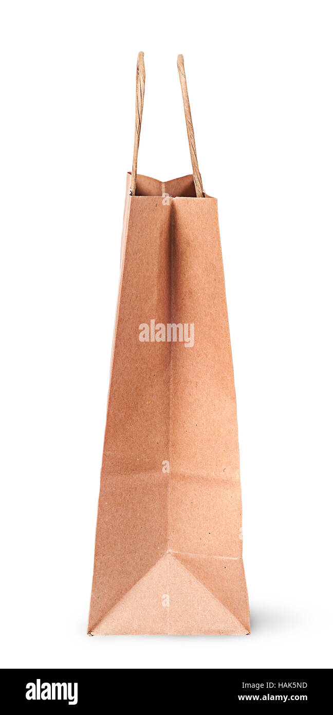 Empty open paper bag for shopping side view isolated on white ...