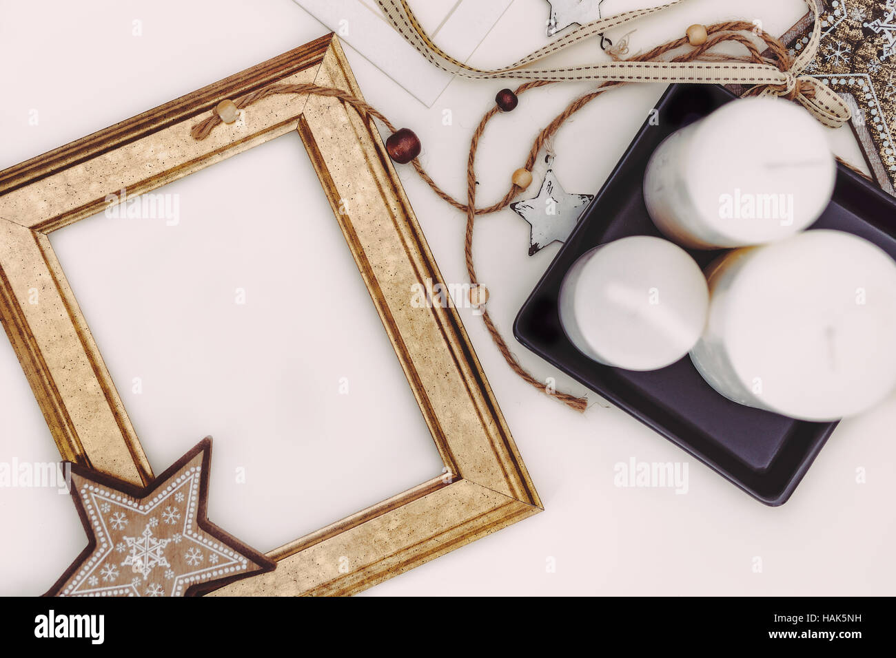 Christmas picture frame on top view Stock Photo - Alamy