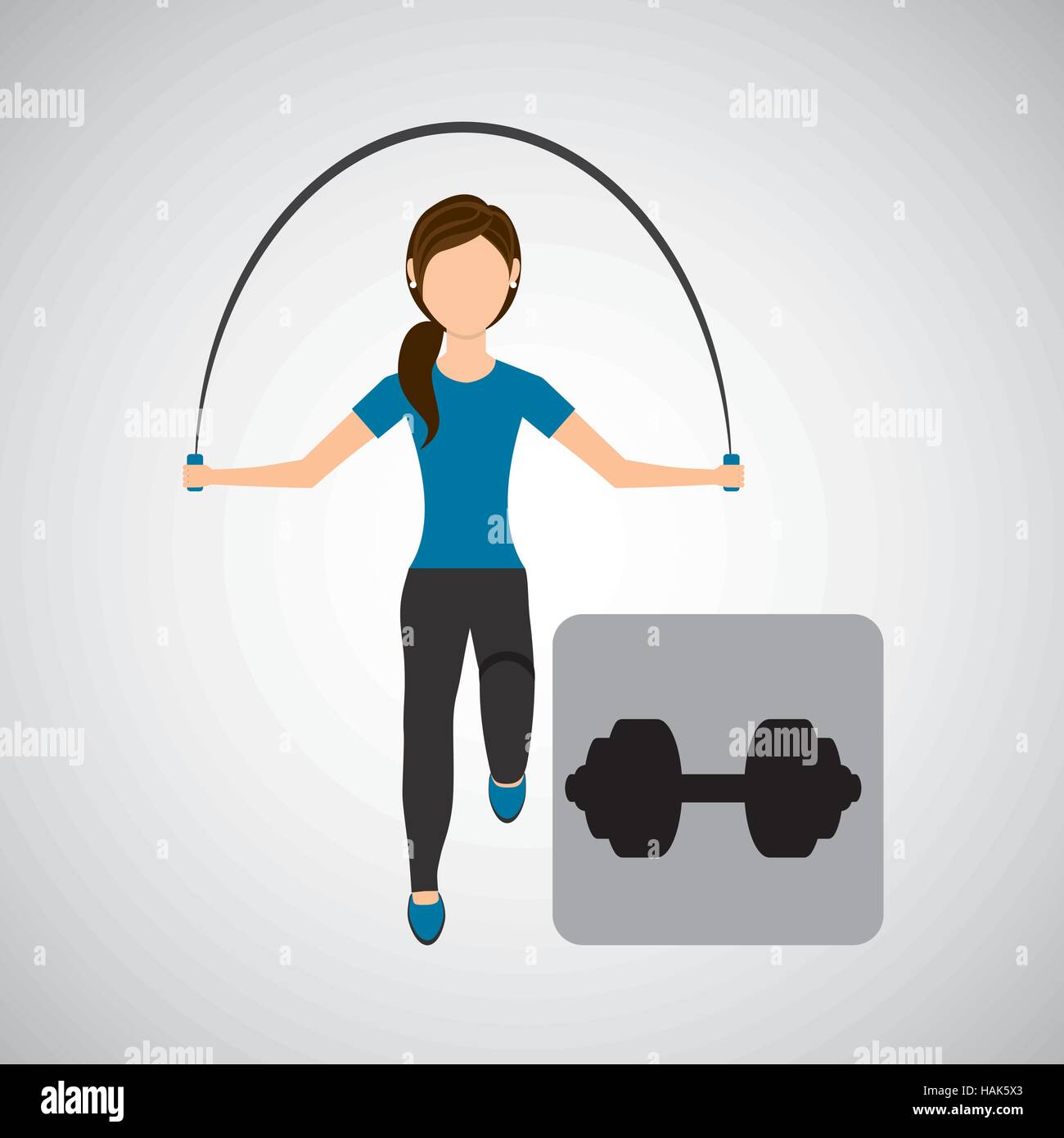 sport woman jumping rope barbell vector illustration eps 10 Stock ...