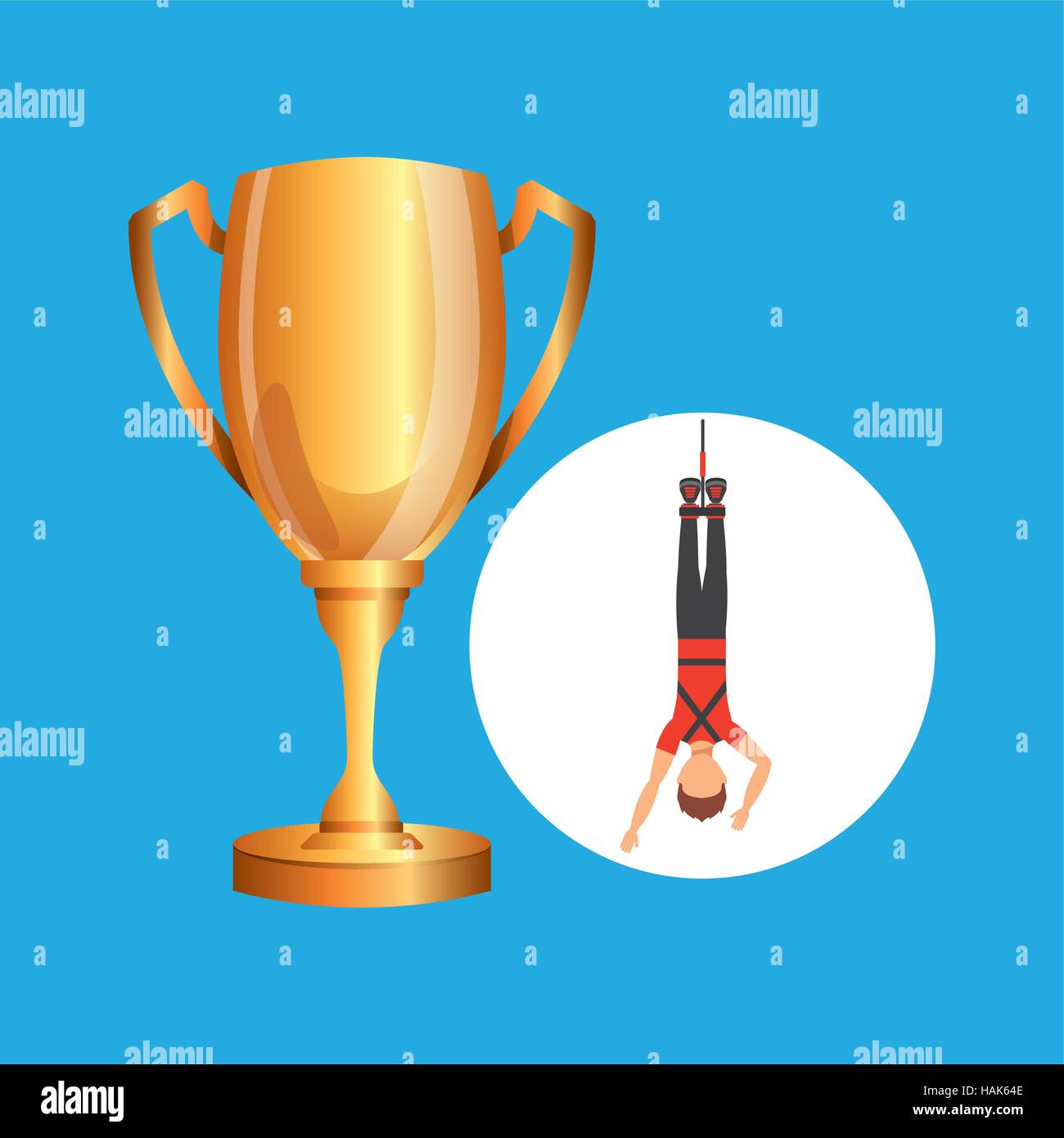 guy bungee jumper rope trophy sport design vector illustration eps 10 ...