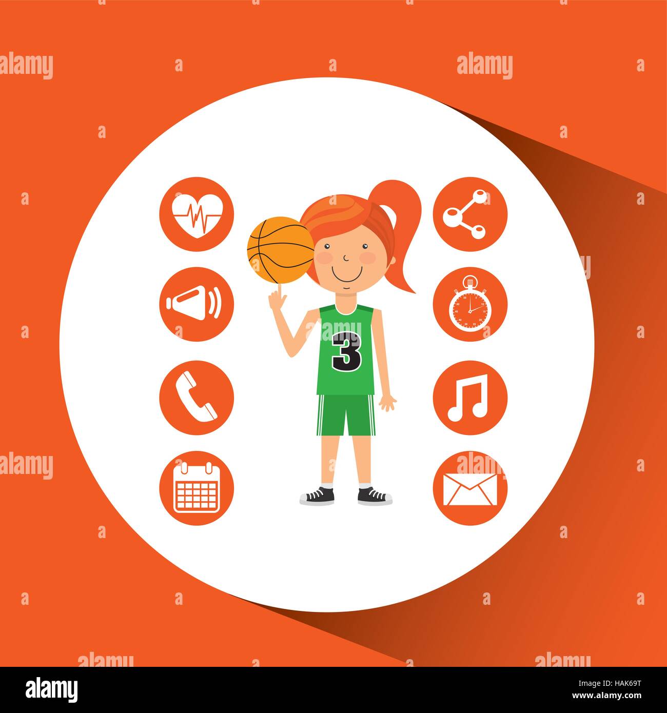 sport girl basketball athlete graphic vector illustration eps 10 Stock ...