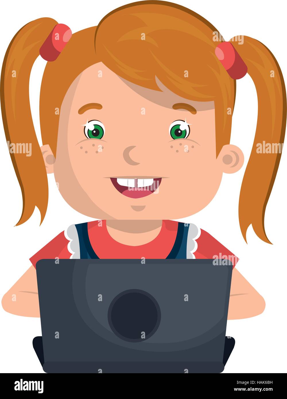 little kid online with laptop vector illustration design Stock Vector ...