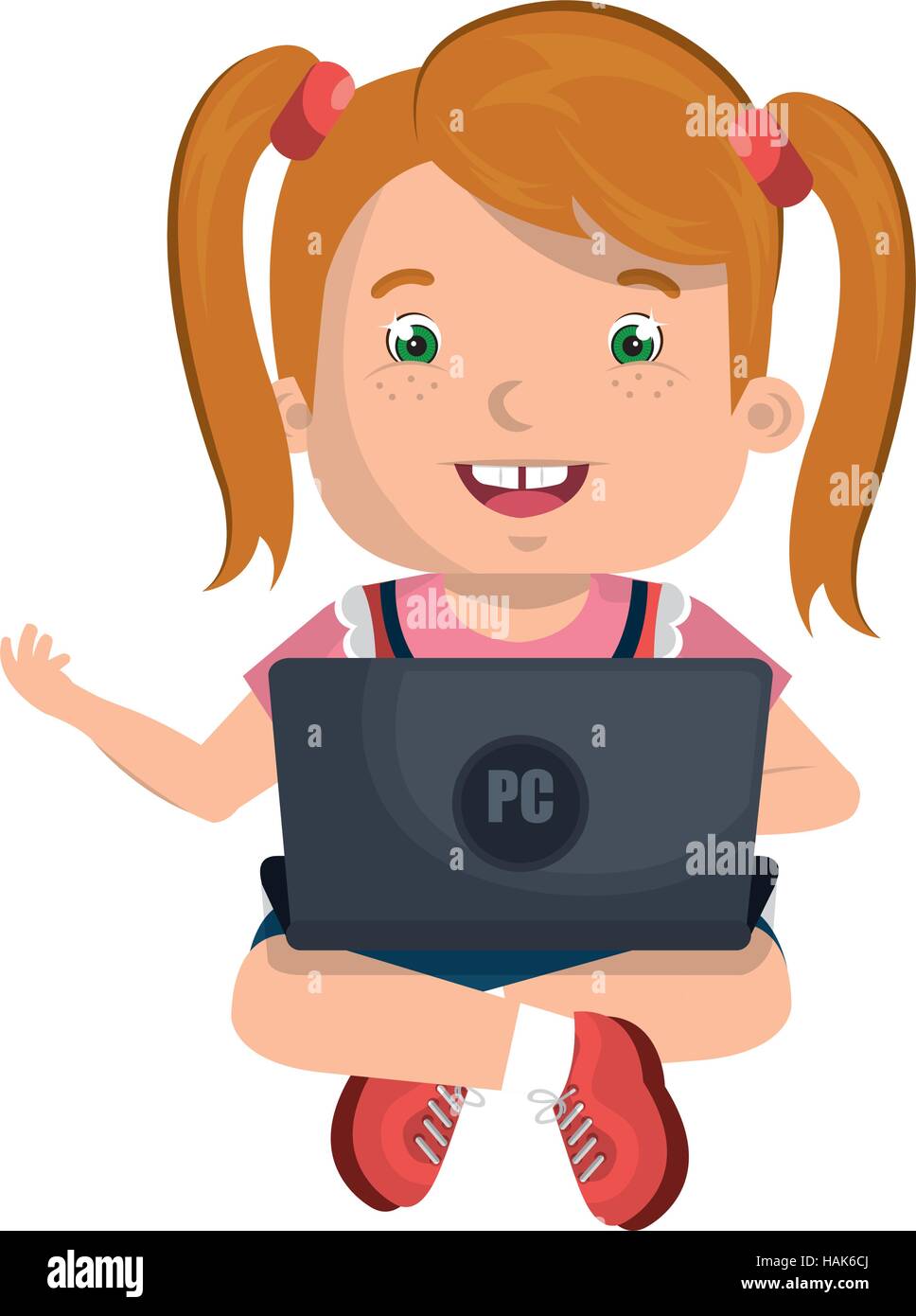 little kid online with laptop vector illustration design Stock Vector ...