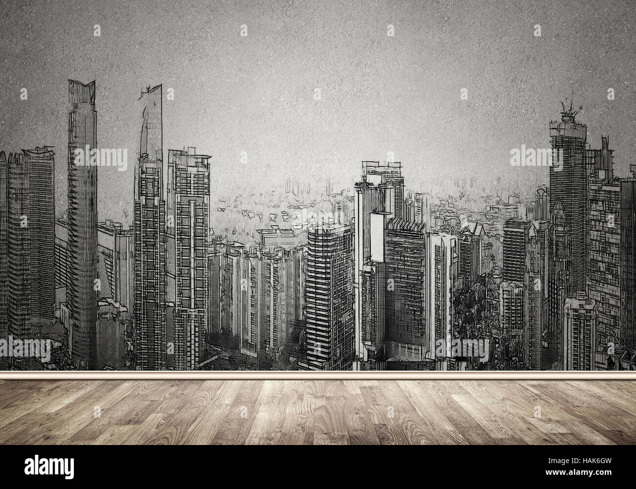 City design on wall Stock Photo - Alamy